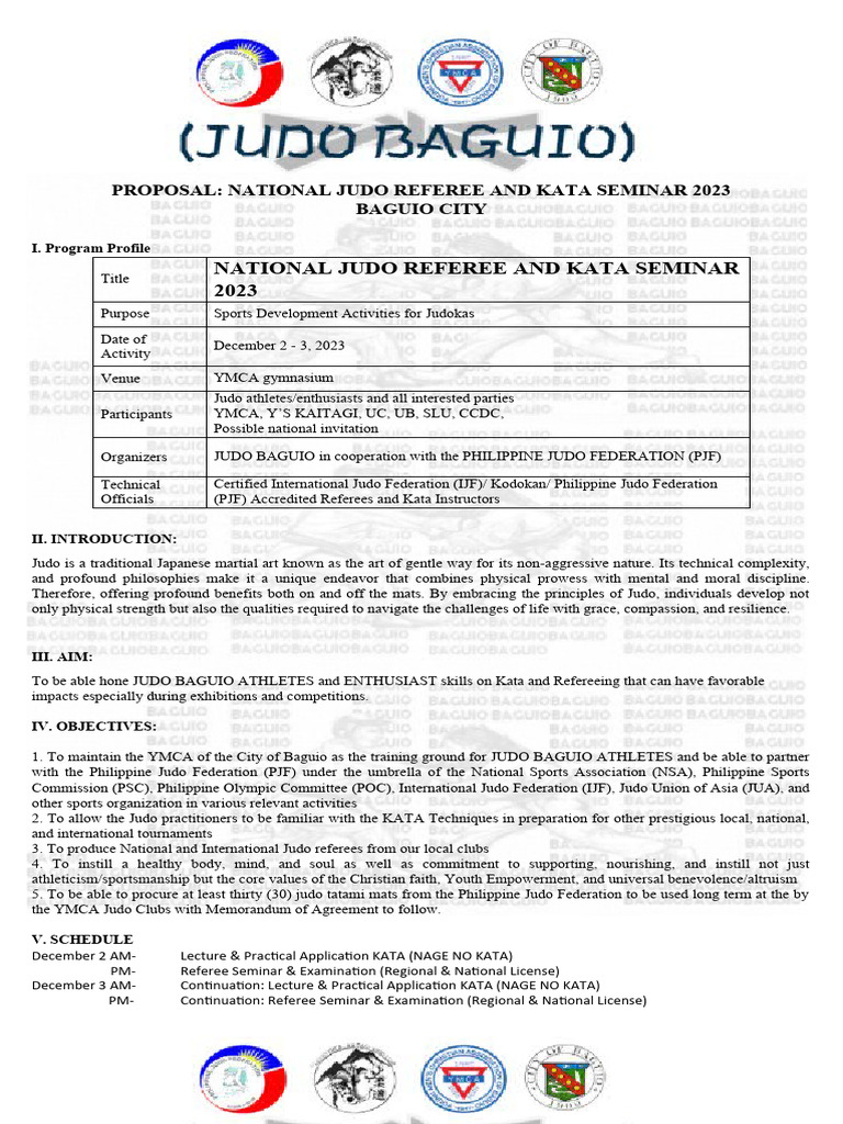 Proposal Baguio Ref and Kata Seminar 2023 1 | PDF | Judo