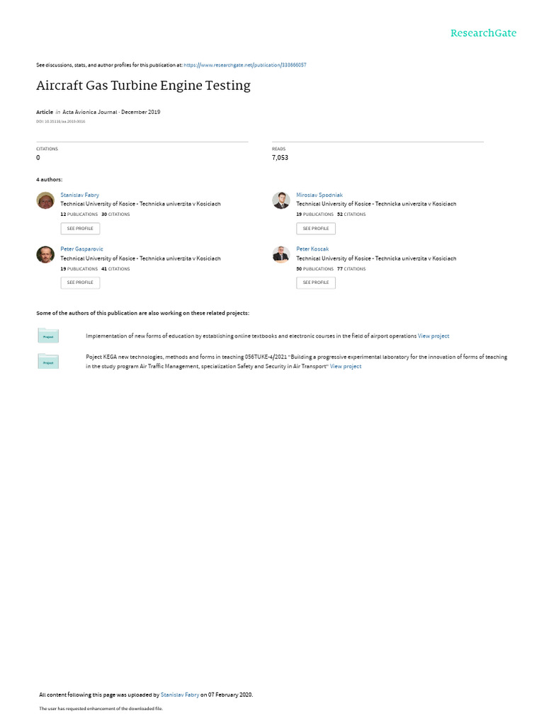 Aircraft Gas Turbine Engine Testing Guide | PDF | Engines | Fatigue ...