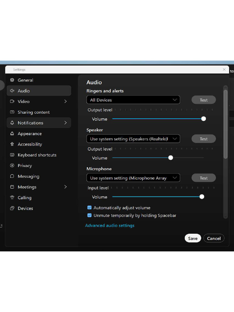 Webex Audio Settings Laptop | PDF
