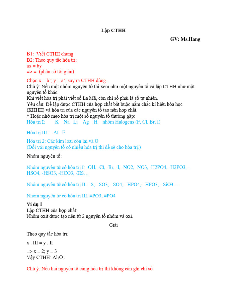 Chương 3 - Lập CTHH | PDF