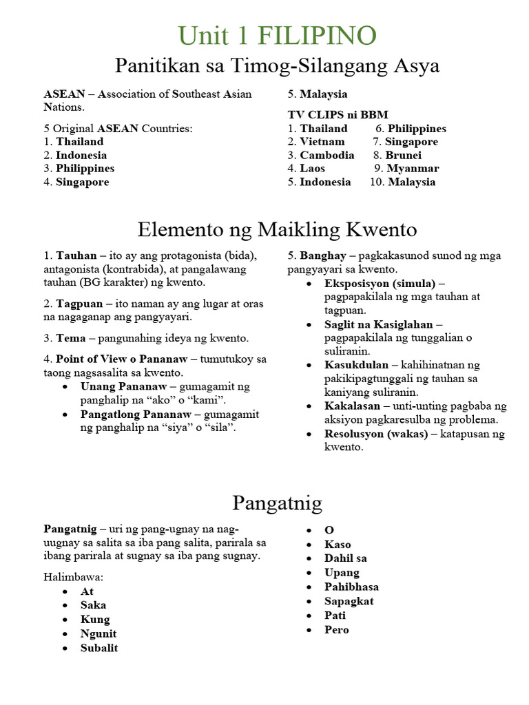 FILIPINO - Grade 9 Quarter 1 | PDF
