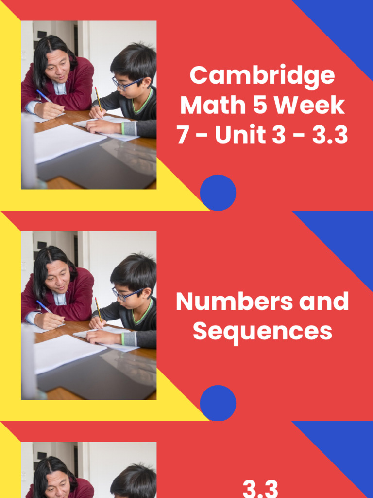 Cambridge Math 5 Week 7 - Unit 3 - 3.3 | PDF