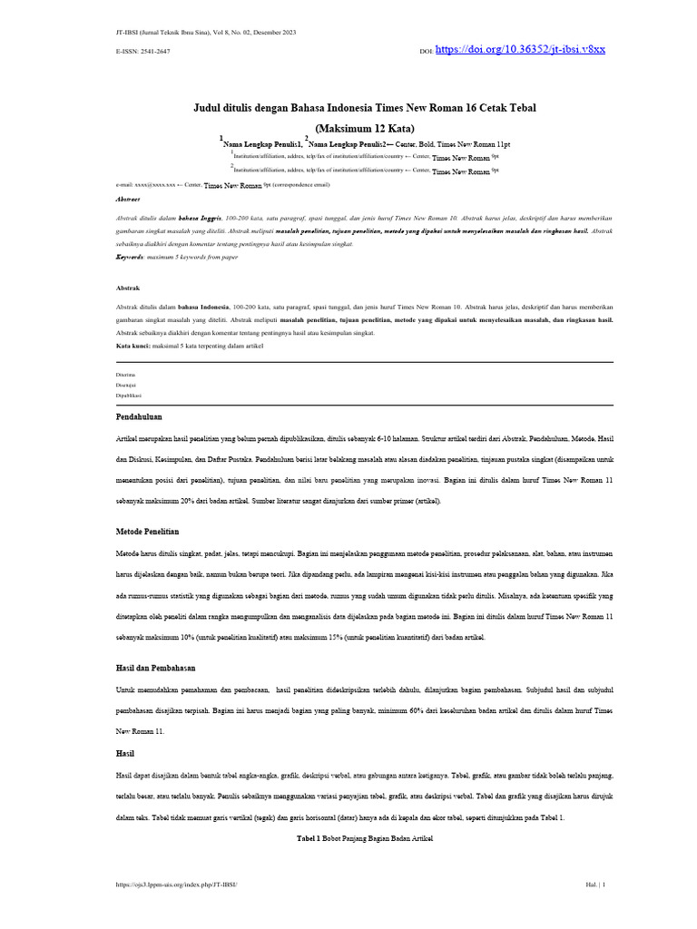 Template JT Ibsi | PDF