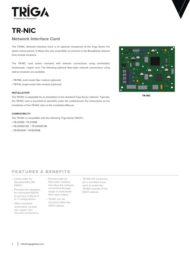 Network Interface Card-TR-NIC, UL Listed | PDF | Optical Fiber | Electricity