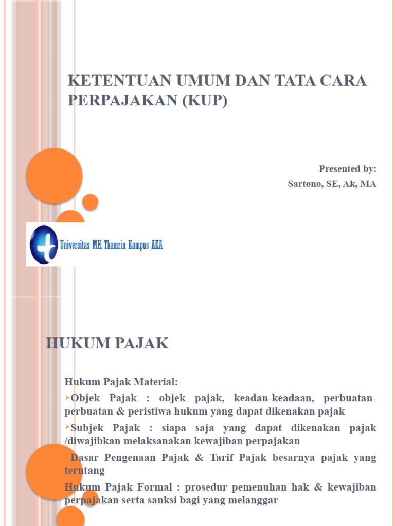 Ketentuan Umum Dan Tata Cara Perpajakan (KUP) - Bab1 | PDF