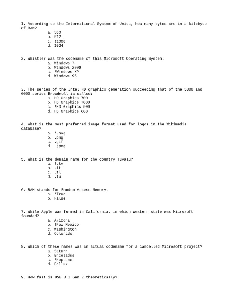 LAW297 Answer Key 9 | PDF | Byte | Graphics