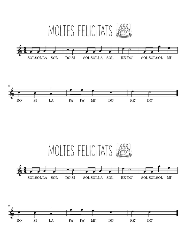 Moltes Felicitats Sheet Music | PDF