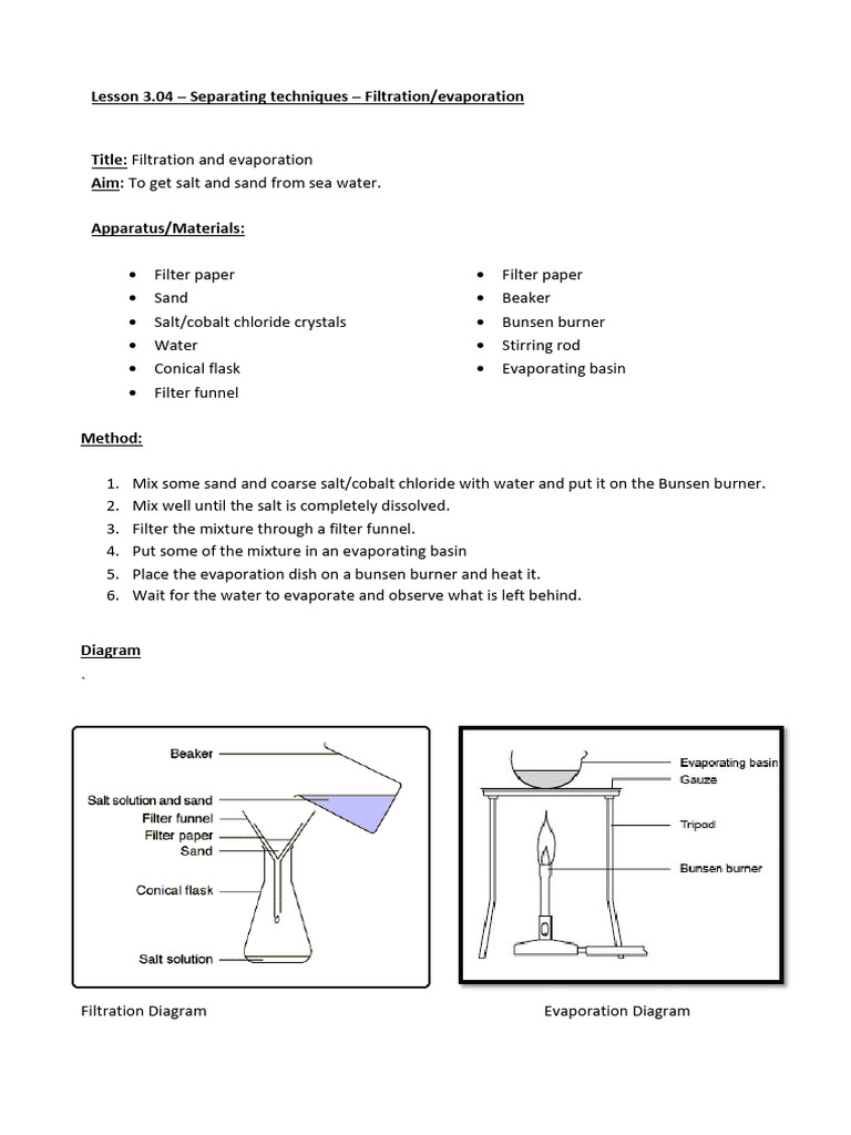 Lesson 3.04 Experiment Writeup Separation Techniques Filtration and ...