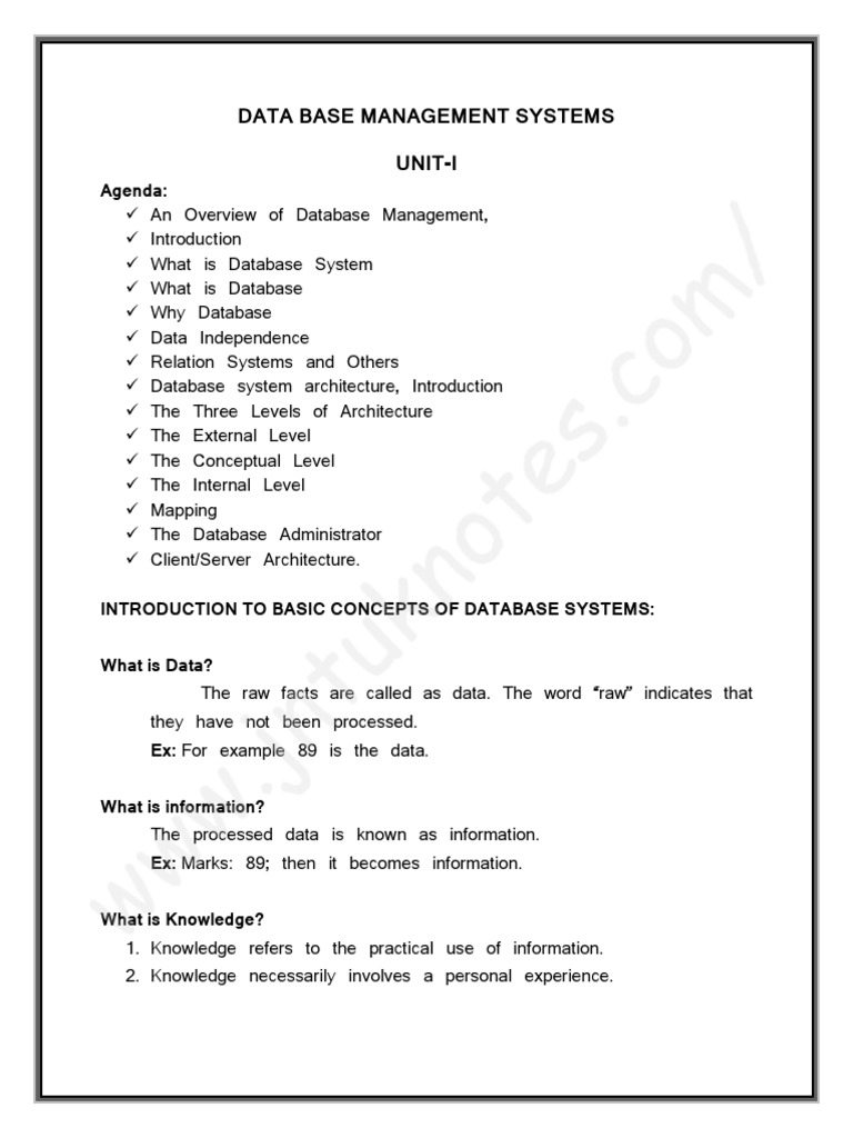 DBMS - Unit-1 | PDF | Databases | Relational Database