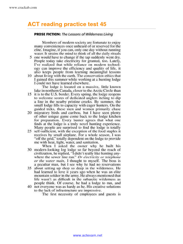 ACT Reading Practice Test 45 | PDF