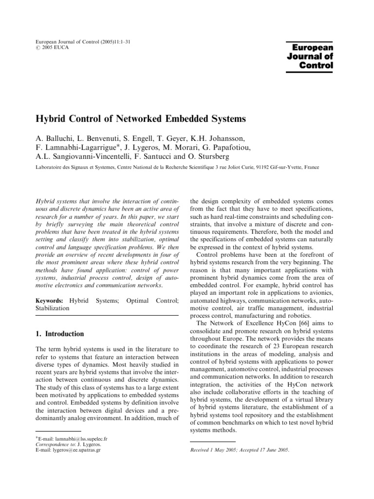 A. Balluchi 2005 Hybrid Control of Networked Embedded Systems | PDF ... A. Balluchi 2005 Hybrid Control of Networked Embedded Systems | PDF ...