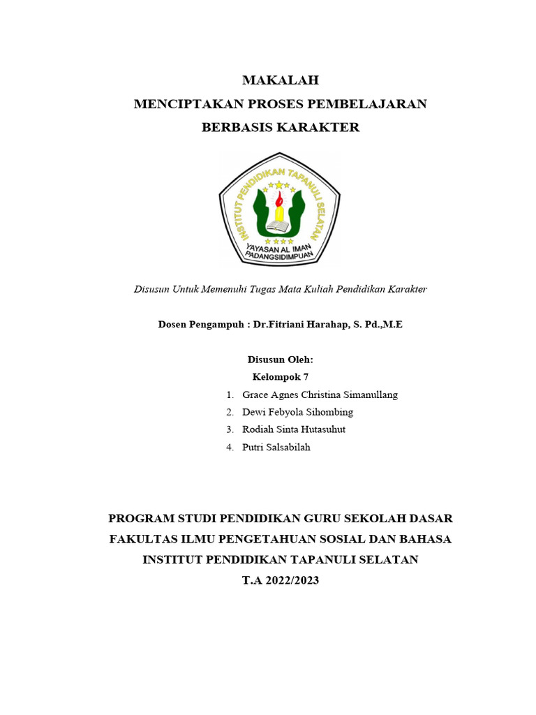 131 Makalah Dimensi Pendidikan Karakter | PDF