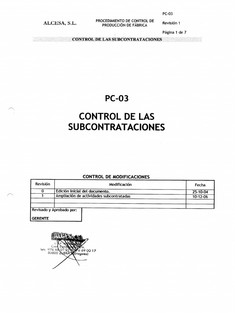 9 - Control de Las Subcontrataciones | PDF