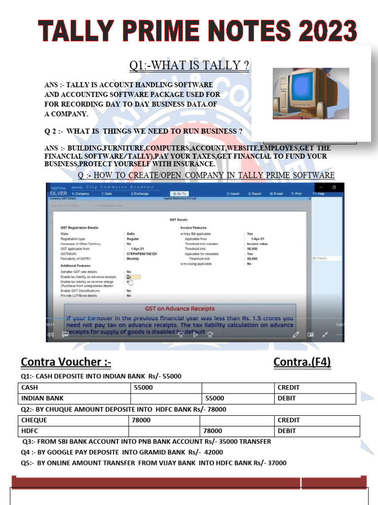 Tally Prime Notes 2023 ... | PDF | Debits And Credits | Payments Tally Prime Notes 2023 ... | PDF | Debits And Credits | Payments