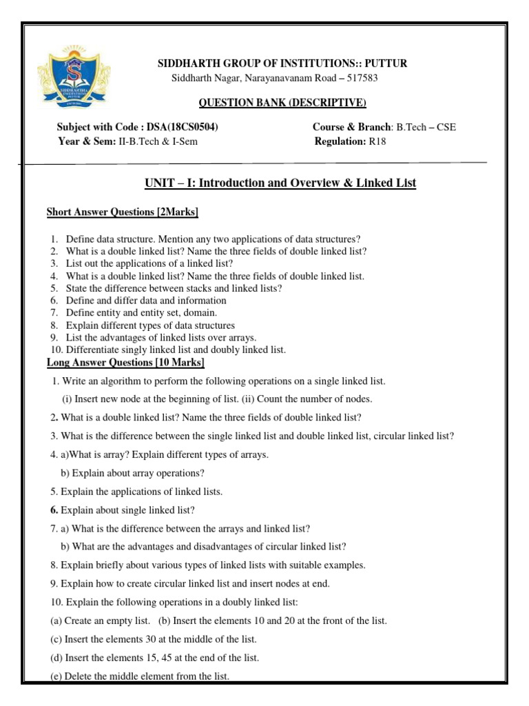 Dsa QB | Download Free PDF | Queue (Abstract Data Type) | Discrete Mathematics