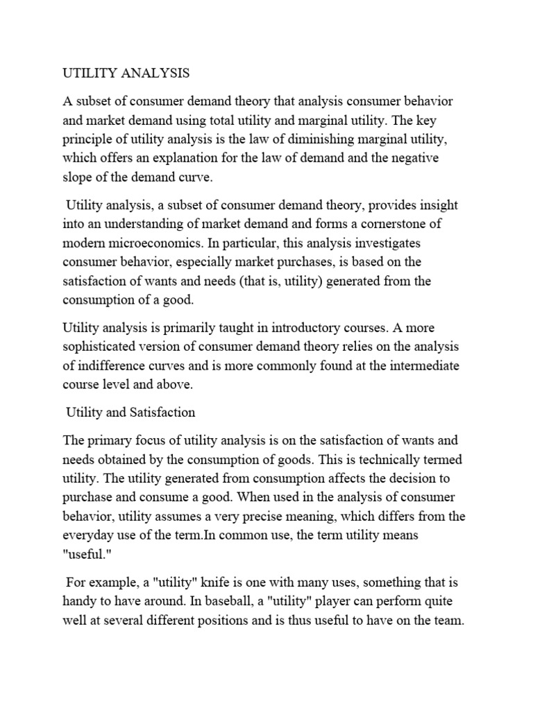 Utility Analysis | PDF | Utility | Demand