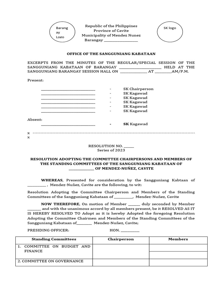 SK Committee Resolutions in Mendez-Nuñez | PDF | Government