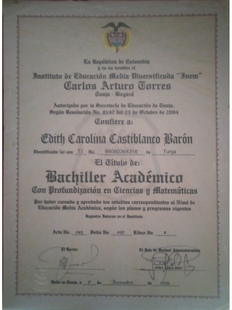 Certificado Grado 11 | PDF