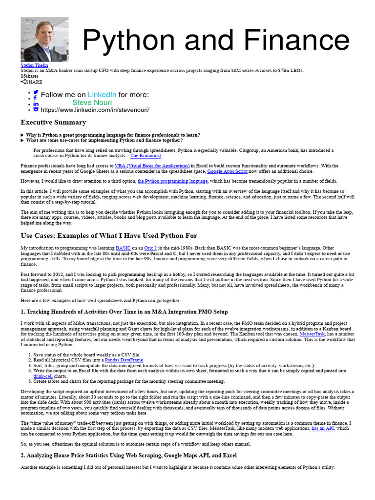Python For Finance | PDF | Python (Programming Language) | Discounted Cash Flow