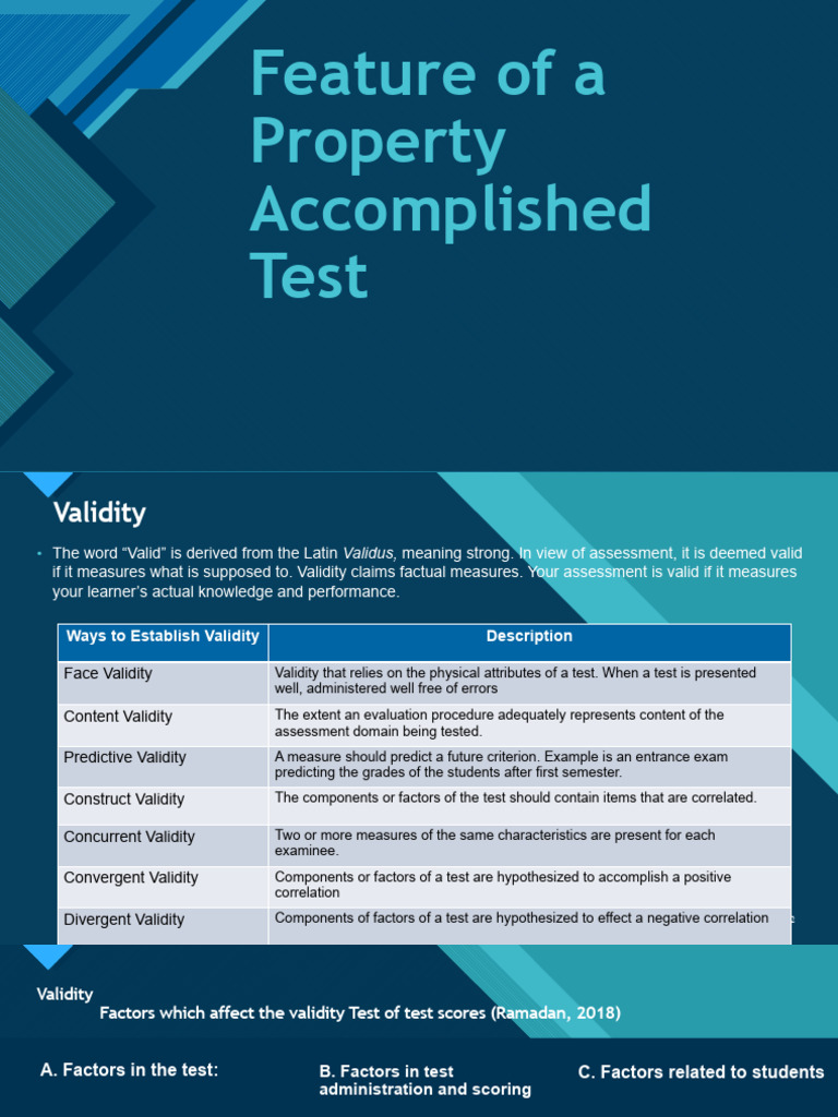 Features of Property Accomplished Test | PDF | Educational Assessment ...