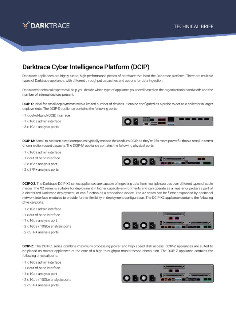 Darktrace Appliance Specs (DCIP-S DCIP-M DCPI-X DCIP-Z) | PDF ...