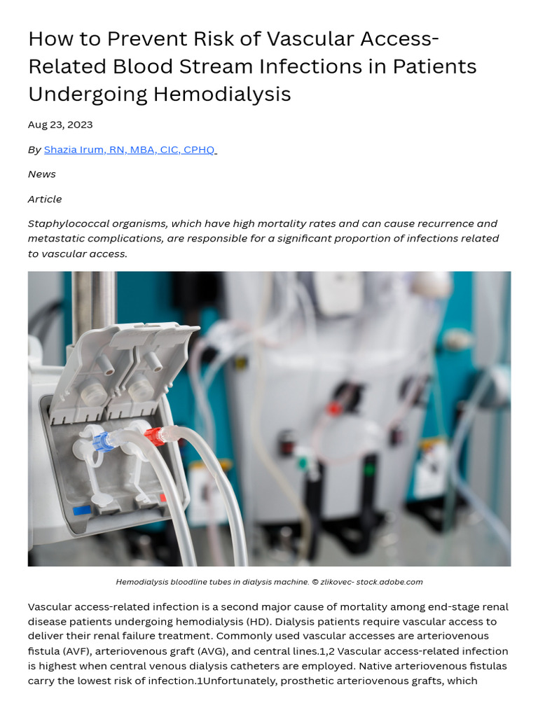 How To Prevent Risk of Vascular Access-Related Blood Stream Infections ...