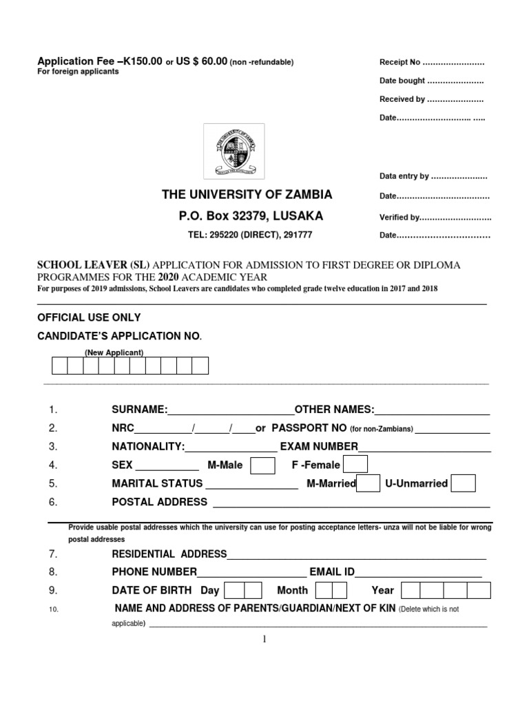 School Leaver Application Form 2020 | PDF | Bachelor's Degree | Academic Degree