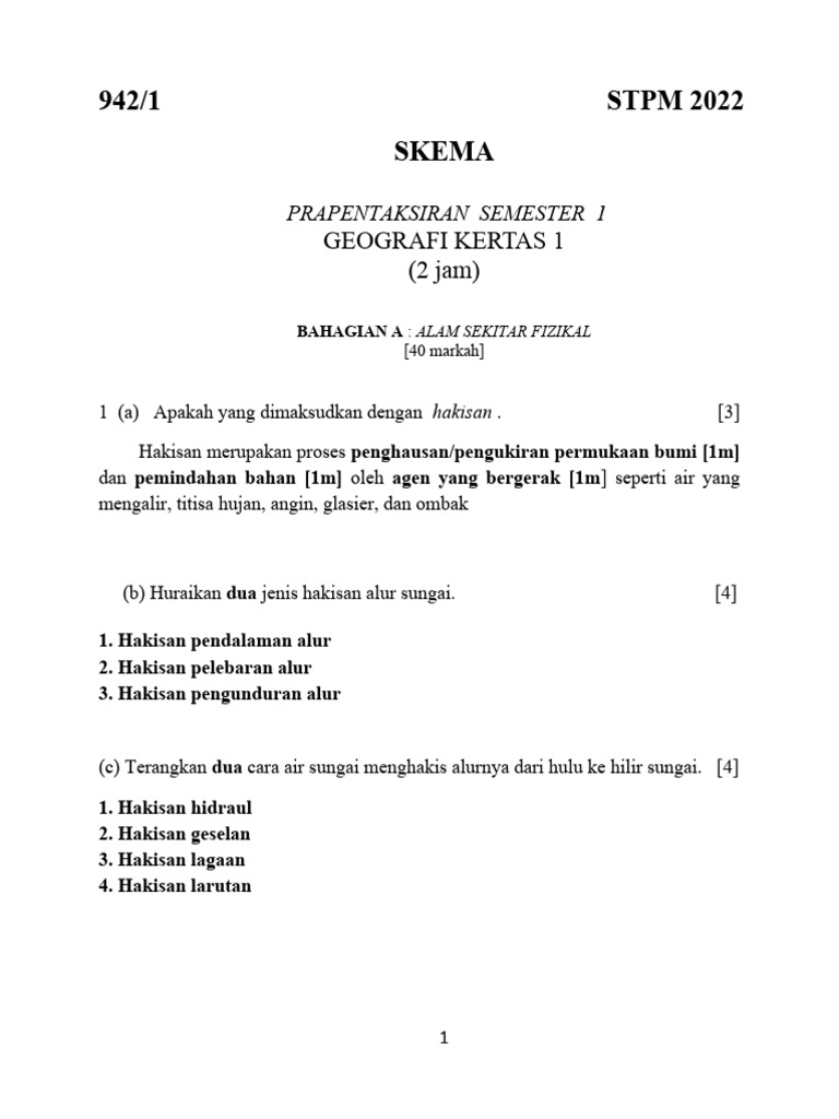 Geo SMKTH Skema S1 2022 | PDF