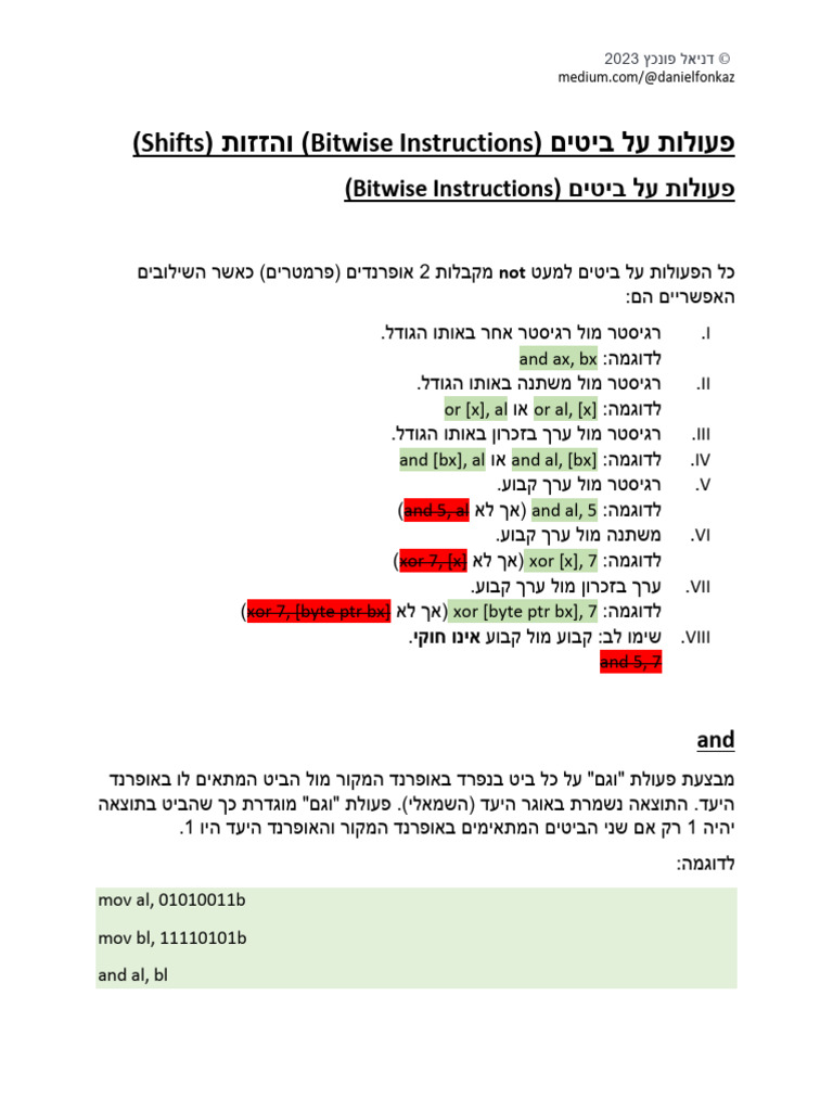 Bitwise Instructions Shifts | PDF