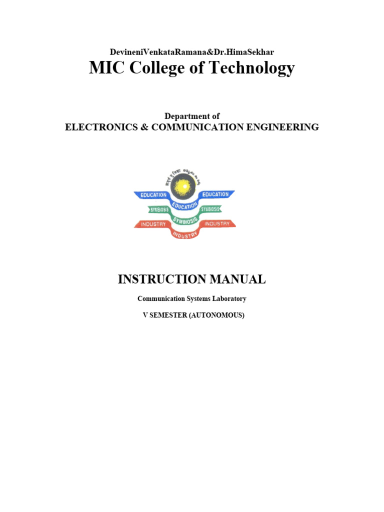 MIC College of Technology: Instruction Manual | PDF | Frequency ...