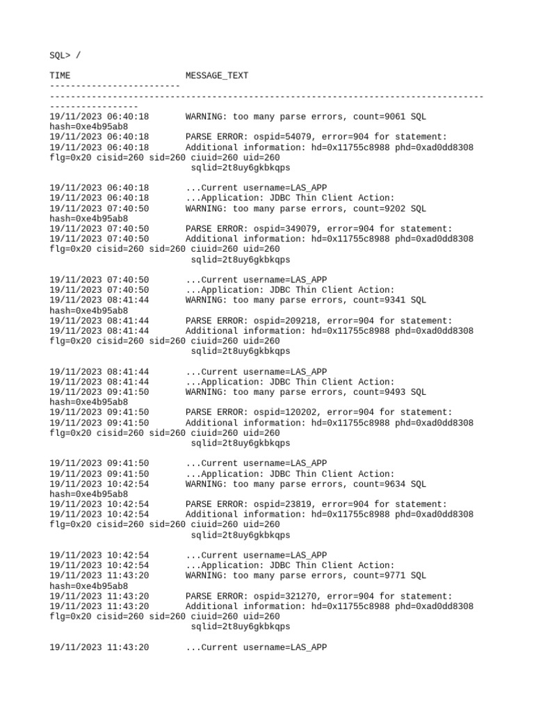 Alertlog 1day | PDF | Sql | Relational Database