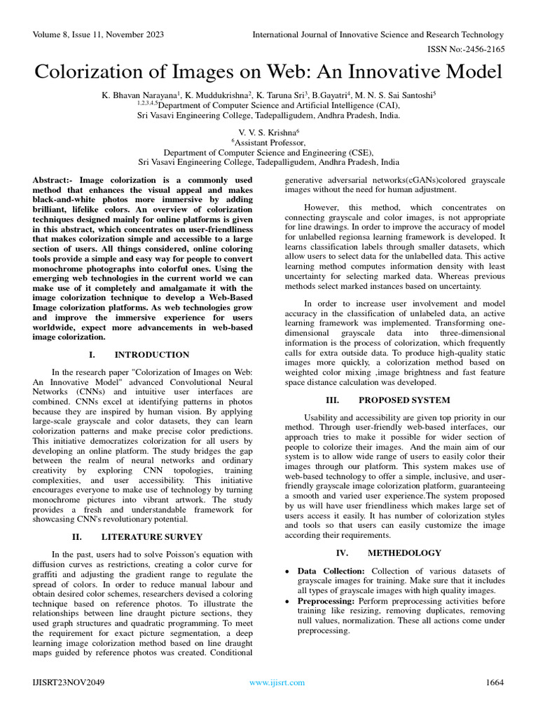 Colorization of Images On Web: An Innovative Model | PDF | Artificial Neural Network ...