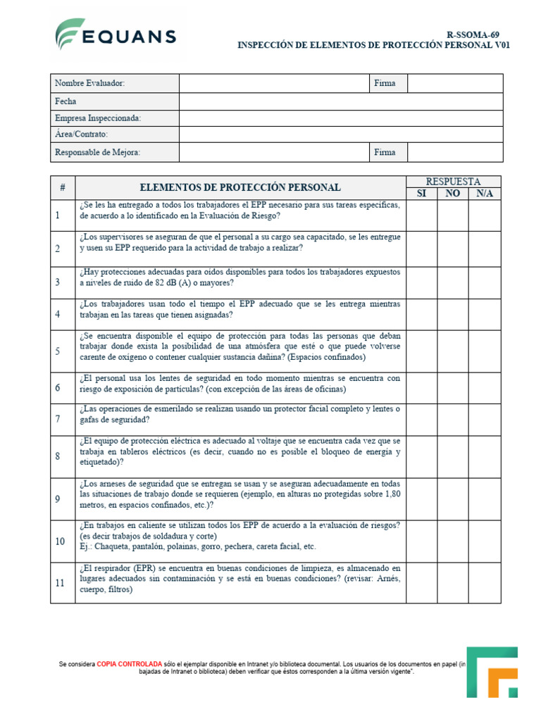 R-SSOMA-69 Inspección de EPP EQUANS V01 | PDF