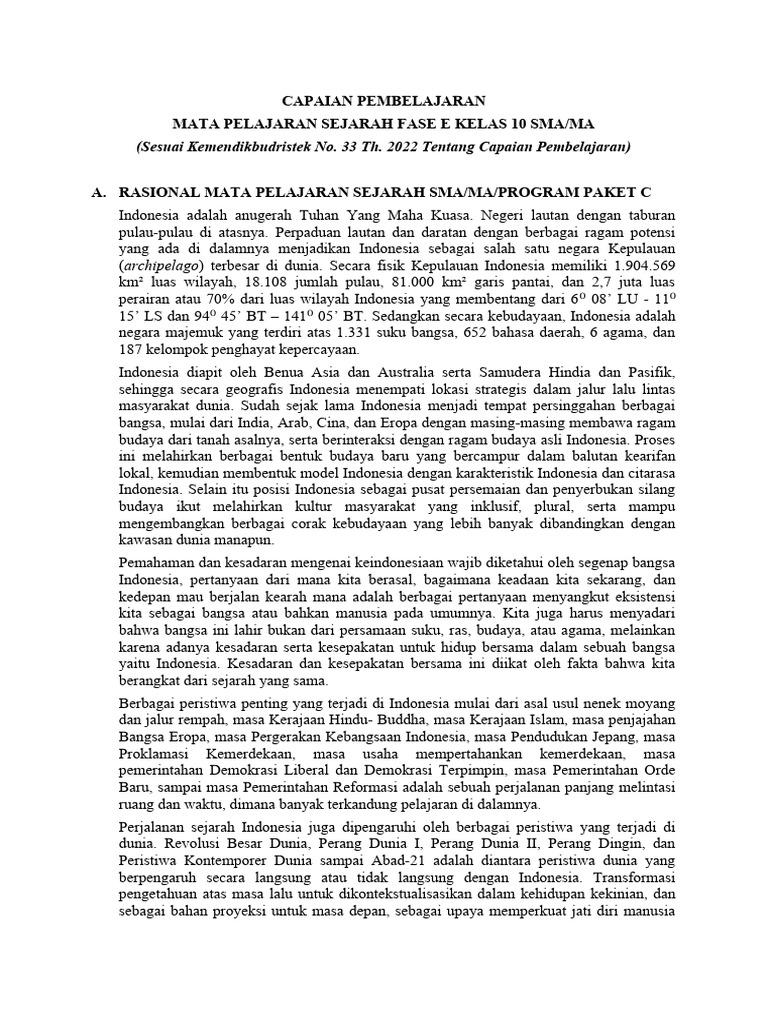 CP Fase E - Sejarah | PDF