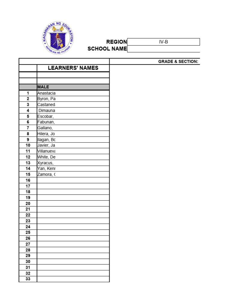 E Class Record Pdf 