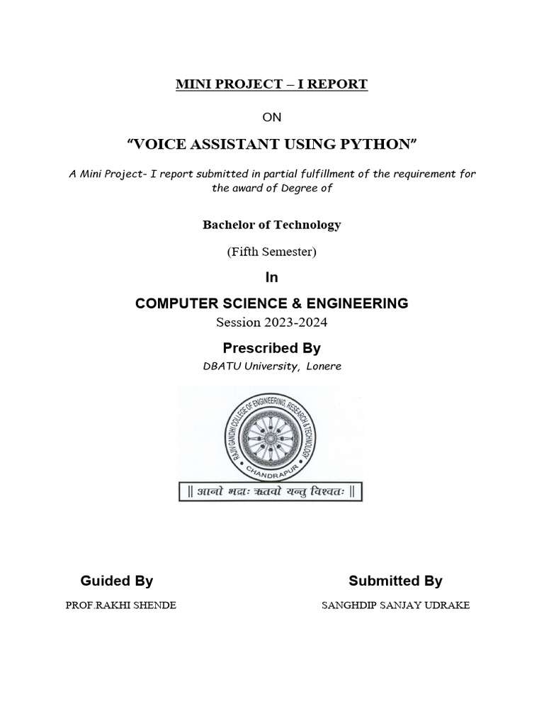 SANGHDIPPROJECT1 | PDF | Speech Recognition | Software