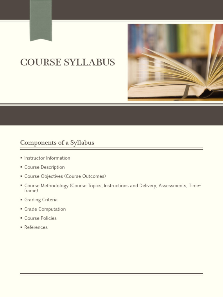COURSE SYLLABUS-presentation | PDF | Educational Assessment | Learning