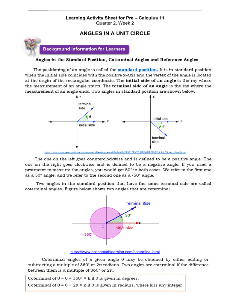 Pre Cal Q2 W2 | PDF | Angle | Area