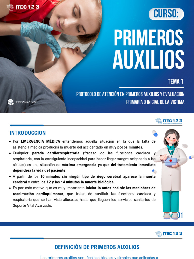 Primeros Auxilios - Tema 1 | PDF | Primeros auxilios | Reanimación cardiopulmonar
