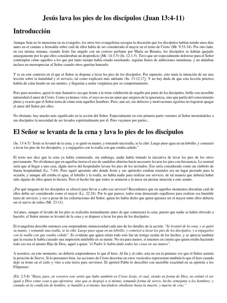 Jesús Lava Los Pies de Los Discípulos - Juan 13.4-11 - Conbinado | PDF ...