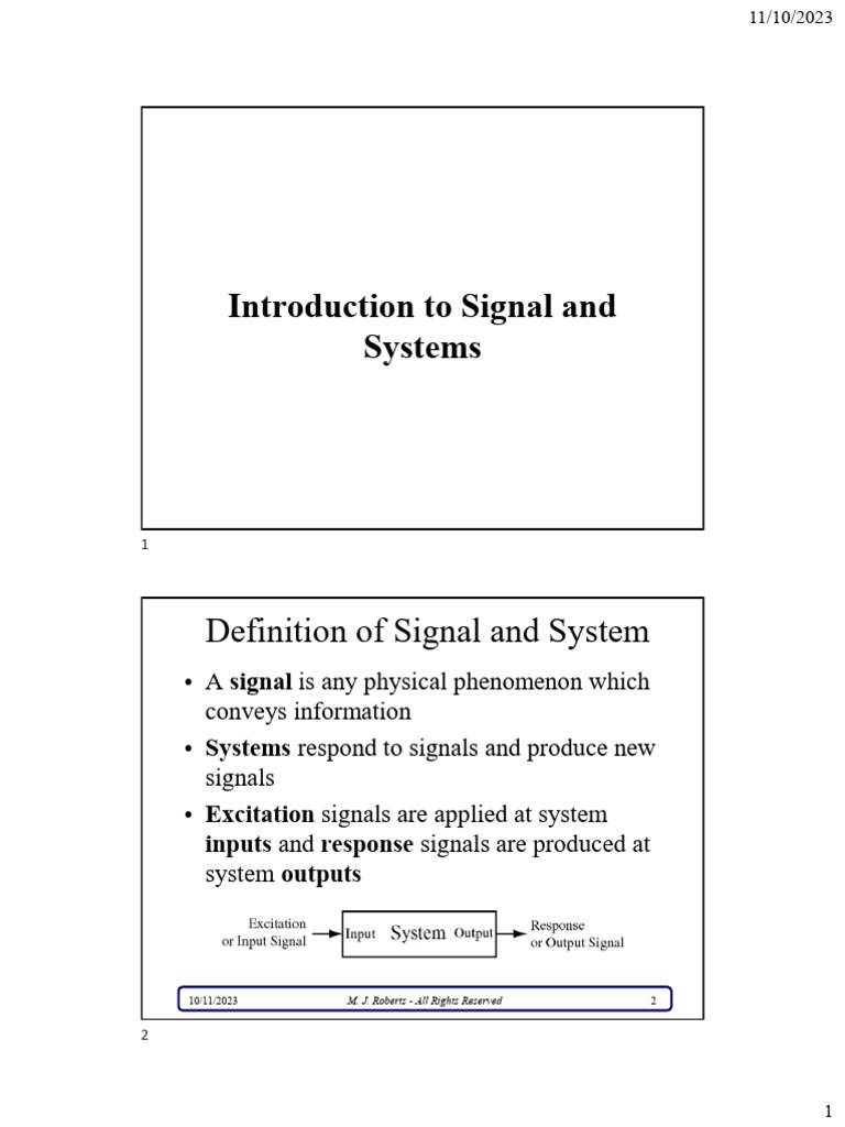 Chapter 1 Signal and System | PDF