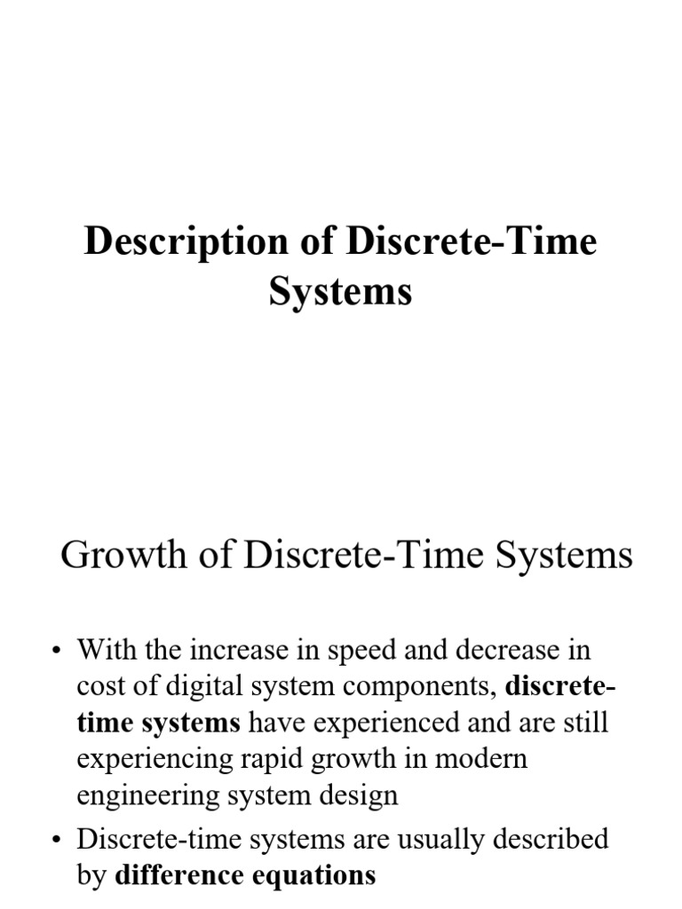 Overview of Discrete-Time Systems | PDF | Discrete Time And Continuous ...