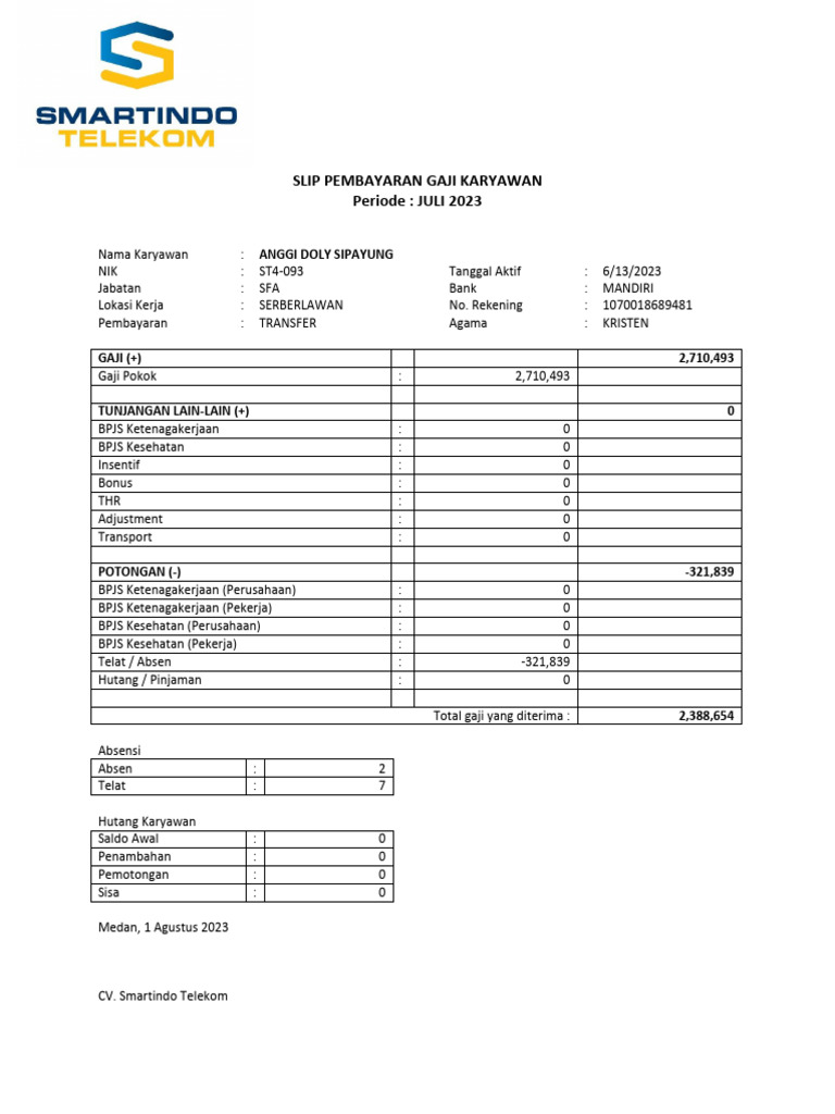 Slip Gaji 202307 | PDF