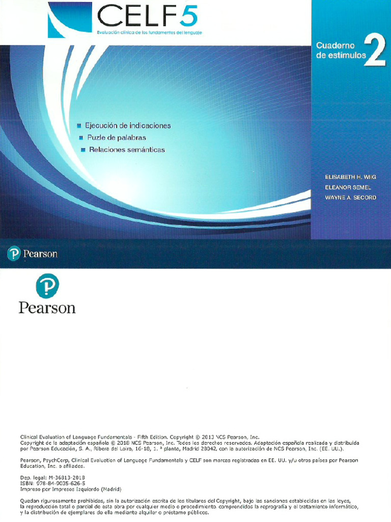 CELF-5 Cuaderno de Estímulos-2 | PDF