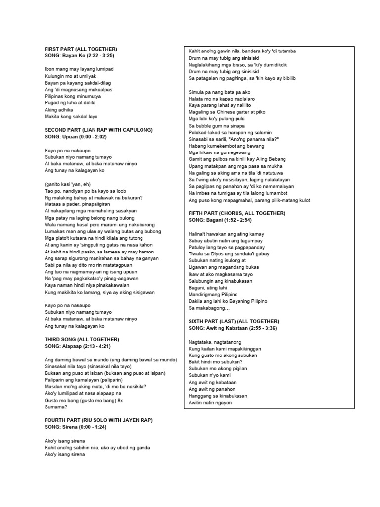 Sayawit Lyrics 2 | PDF