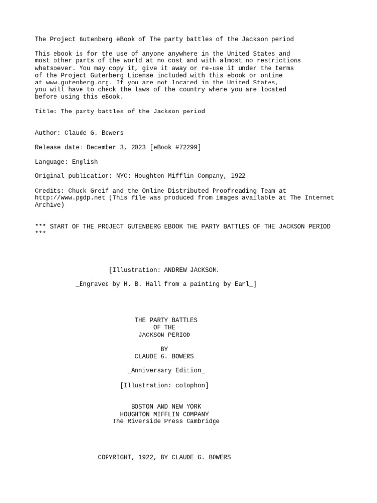 The Party Battles of The Jackson Period | PDF | Whig Party (United States)