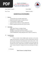 Semi Detailed Lesson Plan in English IV | PDF | Lesson Plan | English ...