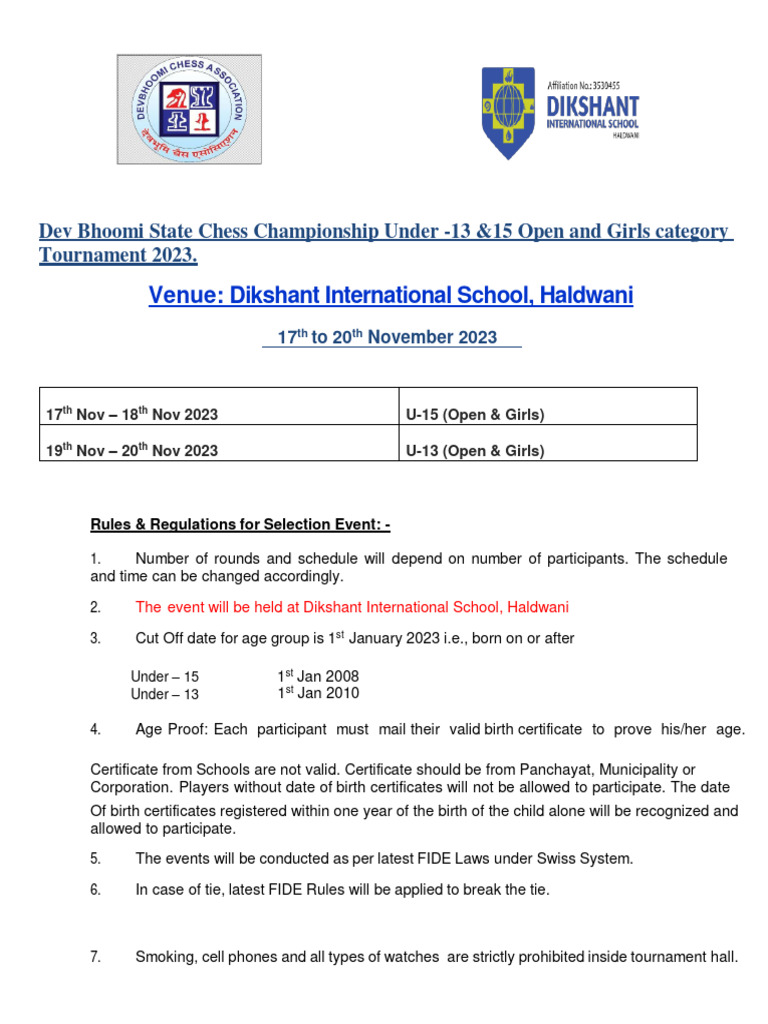 Chess Championship at Dikshant School | PDF | Justice | Crime & Violence