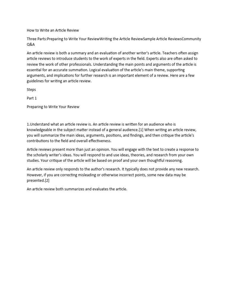 How To Write An Article Review 1 | PDF | Argument | Theory