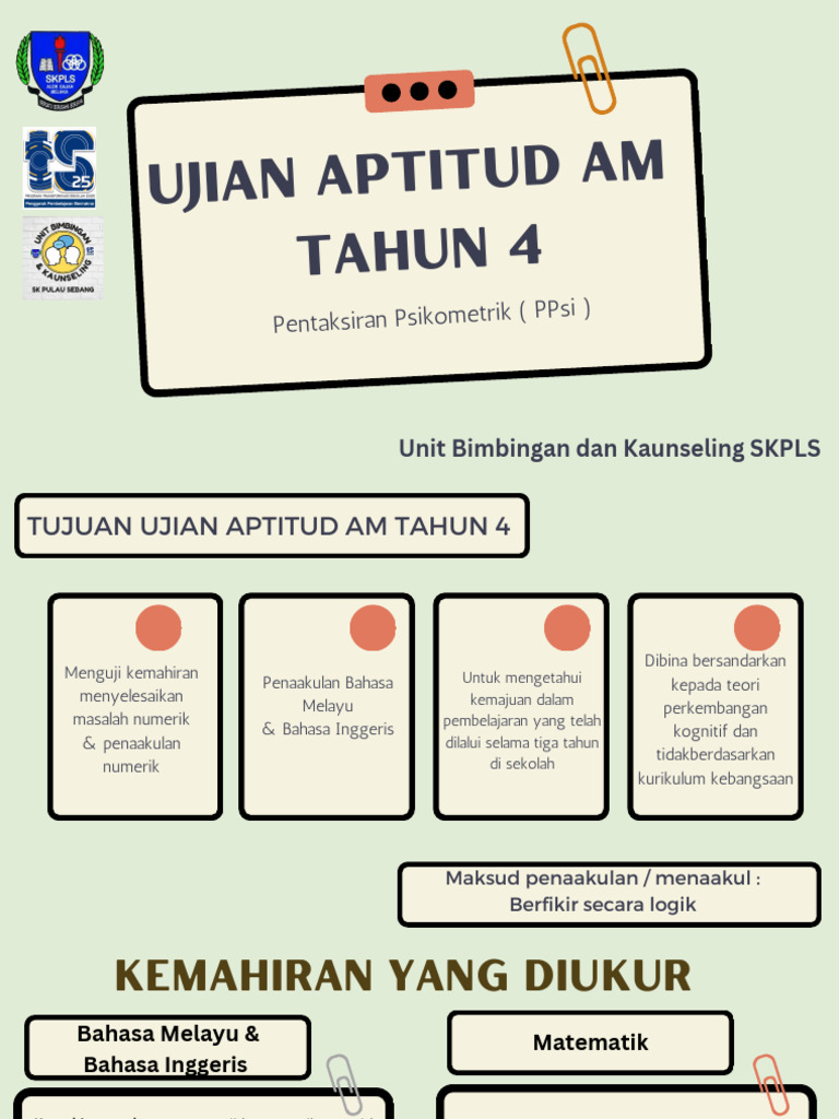 Ujian Aptitud Am Tahun 4 | PDF